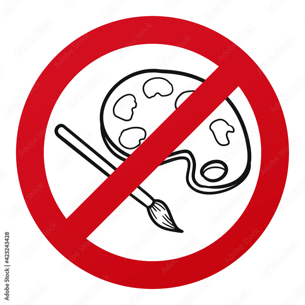 No Art Symbol Isolated on White Background. Painting and Draawn Vector ...