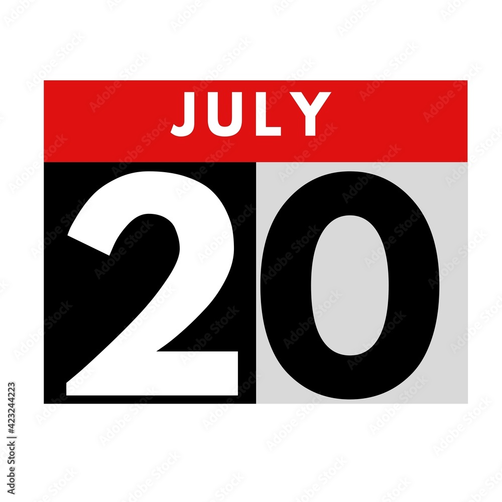 July 20 . flat daily calendar icon .date ,day, month .calendar for the ...