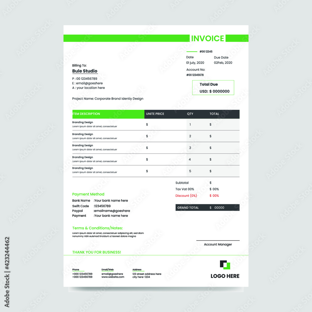 Fototapeta mapa świata dla dzieci Commercial Invoice Design Template ...
