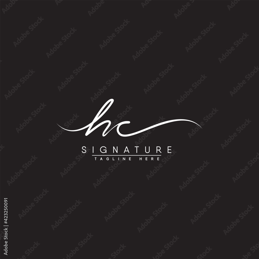 Initial Letter HC Logo - Handwritten Signature Style Logo Stock Vector ...