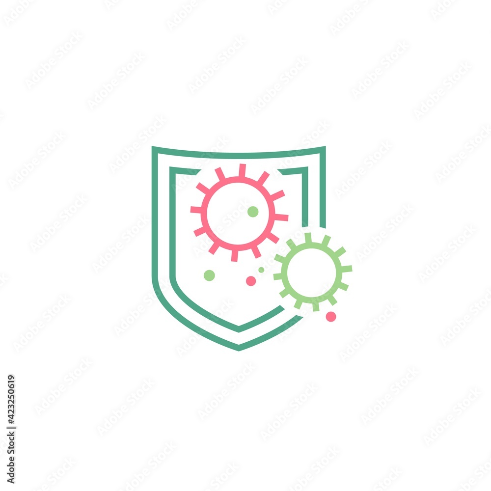Immunity icon. Linear medical pictogram. Virus sign. Stock Vector ...