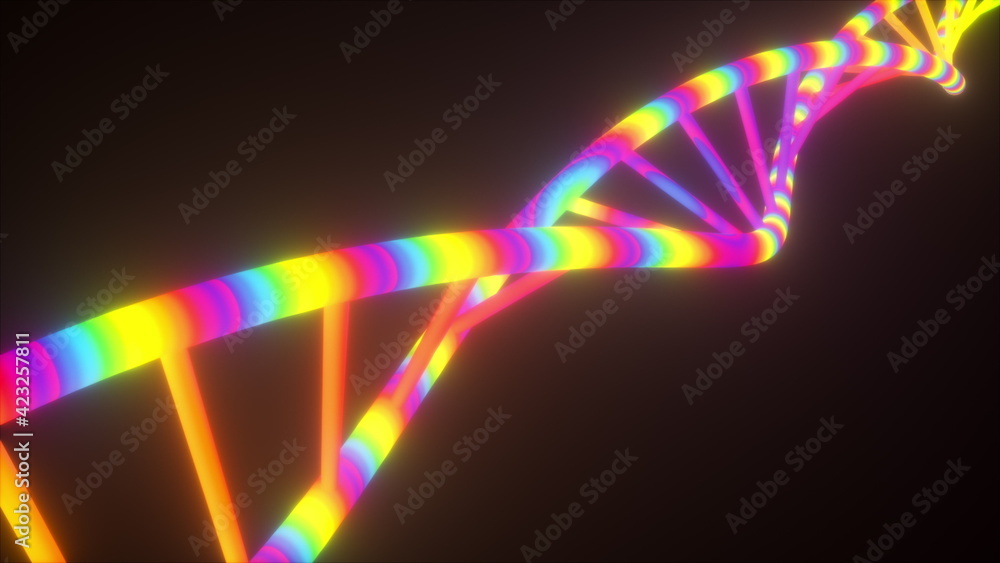 Chromosome under microscope magnification with 3d render genetic facets ...