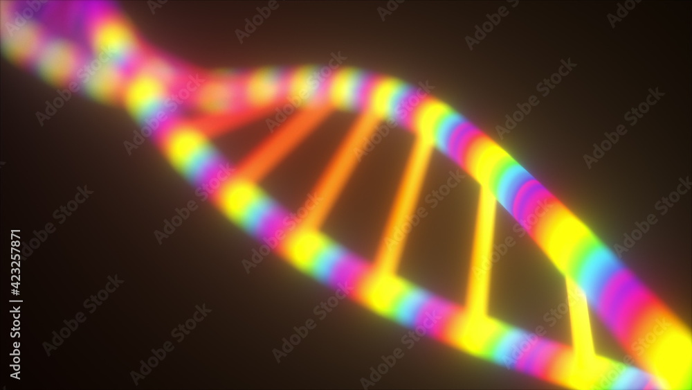 Chromosome under microscope magnification with 3d render genetic facets ...