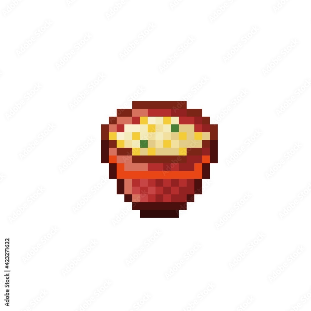 Pumpkin soup pixel art. Food pixel art. Vector illustration. Stock ...