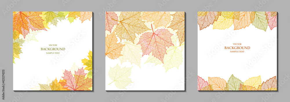 Floral vector templates with autumn leaves. Plant print for holiday ...