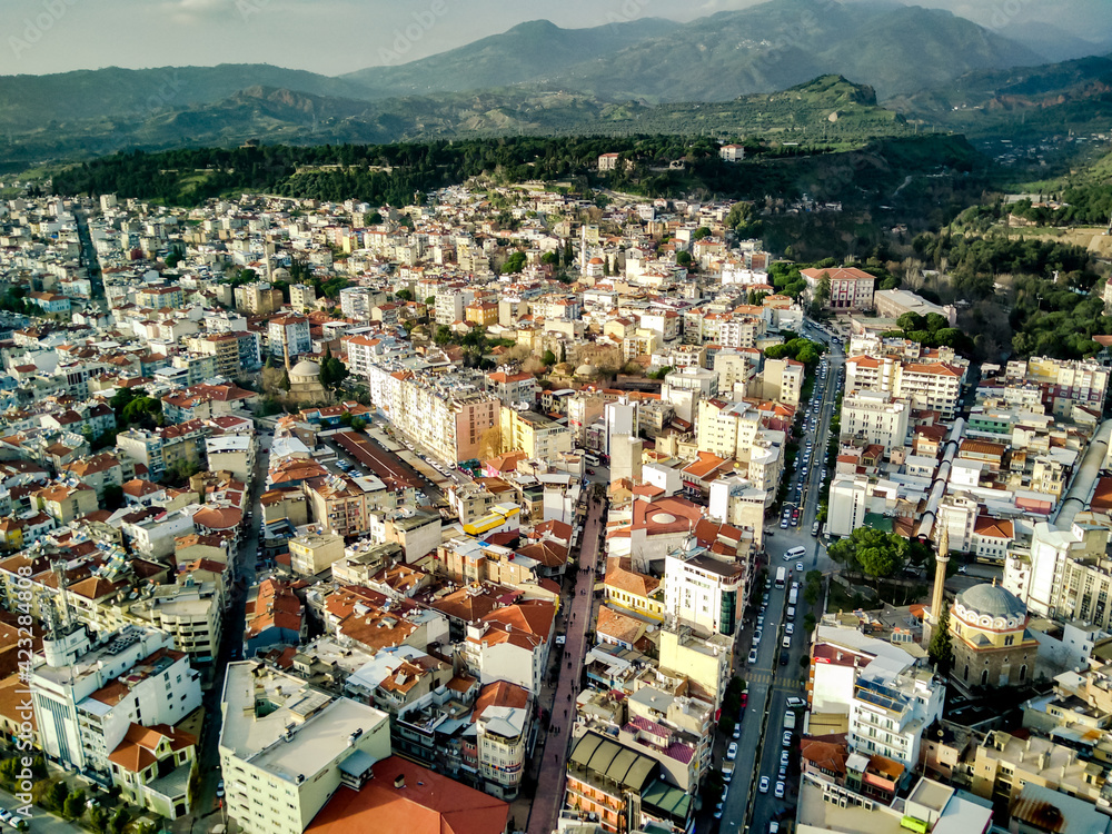 Aerial photograph of the capital of Aydin province - Aydin city from ...