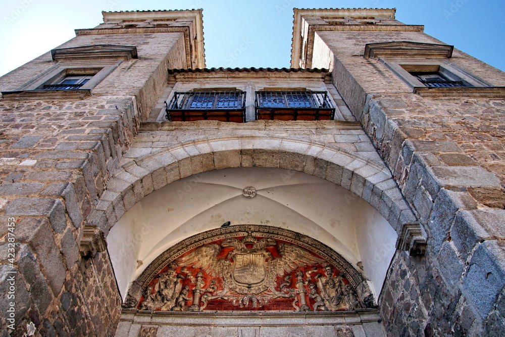 facade of ancient building Alfonso VI Gate landmark and ancient age ...