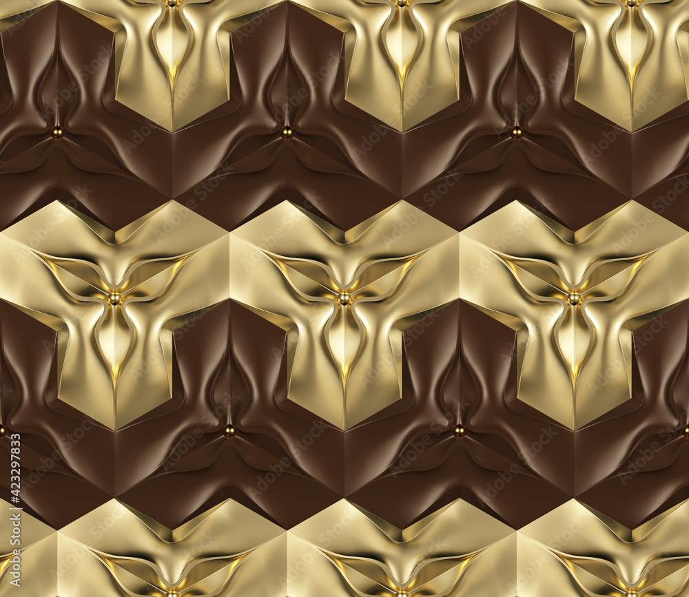 3D pattern. Chocolate and gold. Realistic seamless texture. Template ...