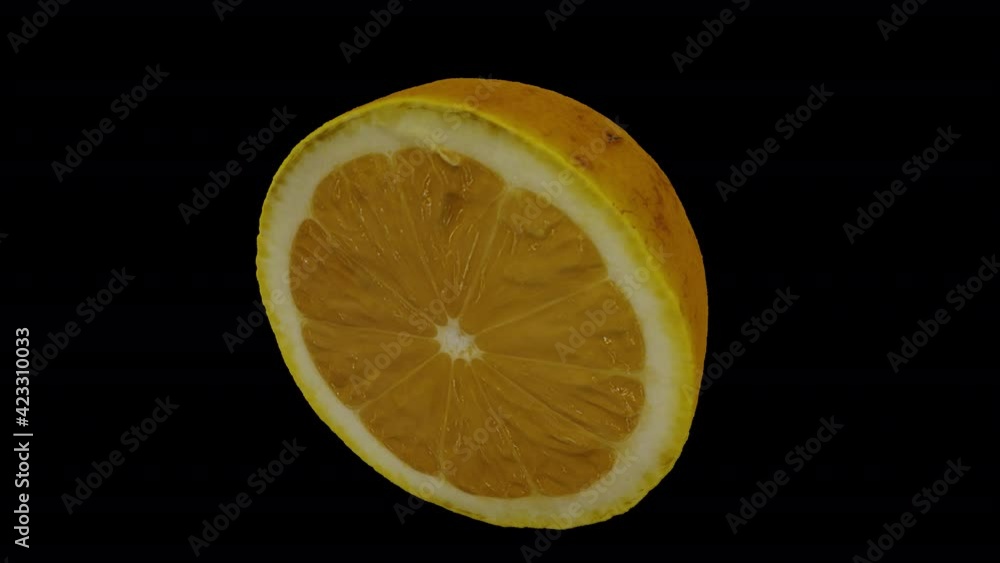 Realistic render of a rotating half Lemon on transparent background ...