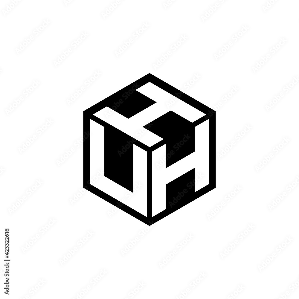 UHH letter logo design with white background in illustrator, cube logo ...