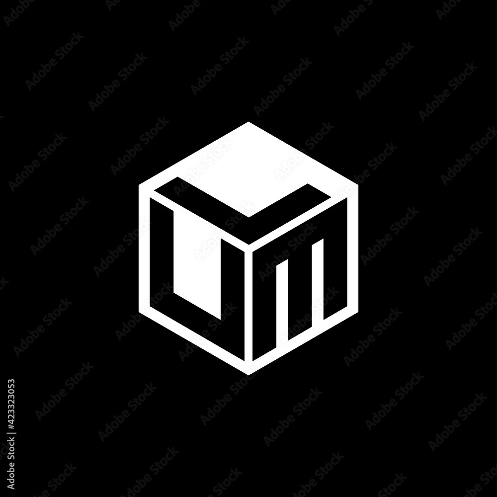 UML letter logo design with black background in illustrator, cube logo ...