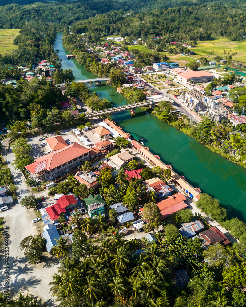 Aerial of the town of Loboc, Bohol and its famous river. Stock Photo ...