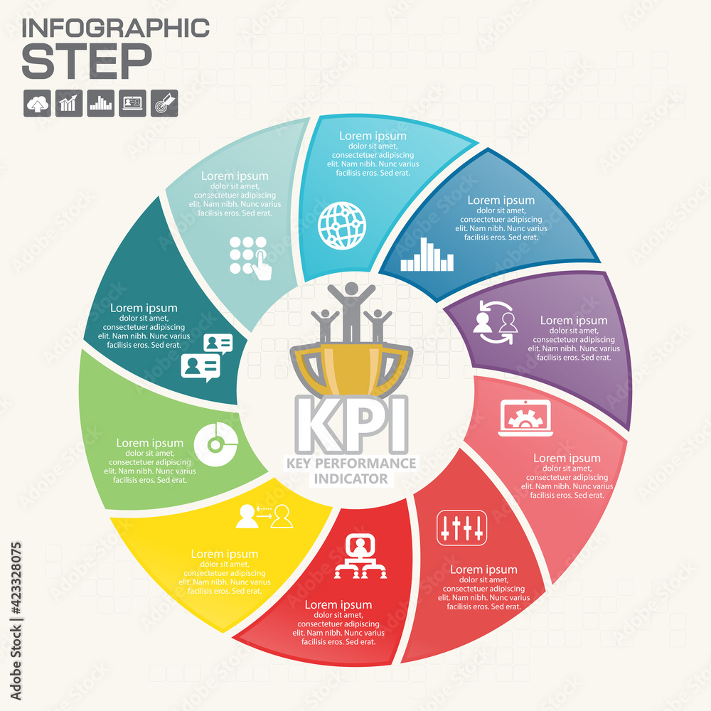 Infographics step by step. Pie chart, graph, diagram with 10 steps ...