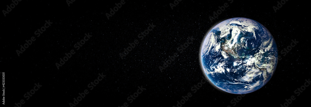 Planet earth globe view from space showing realistic earth surface and ...