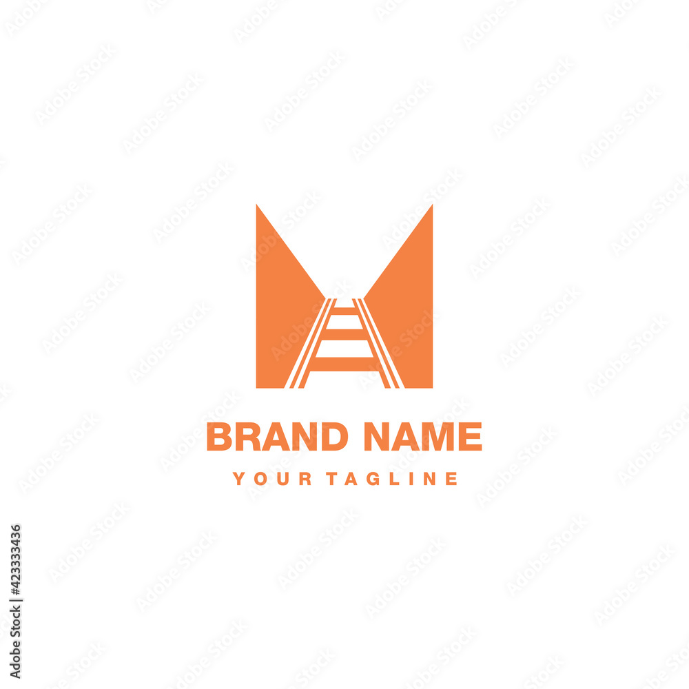 Letter M and railroad logo design Stock Vector | Adobe Stock