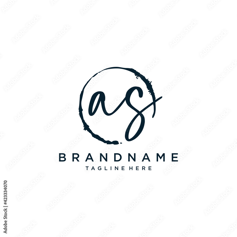 initials letter AS handwriting logo vector template Stock Vector ...