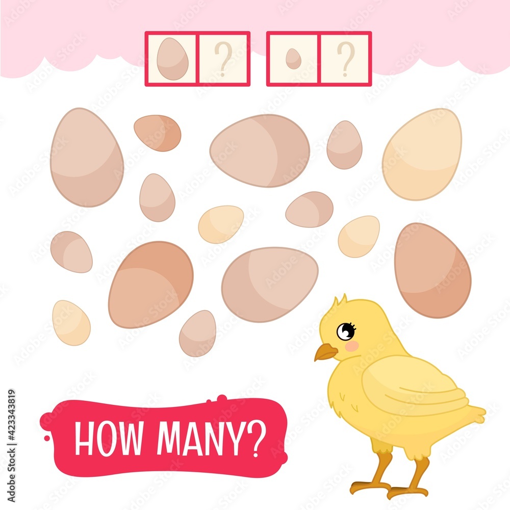 Counting educational children game, math kids activity sheet. How many ...