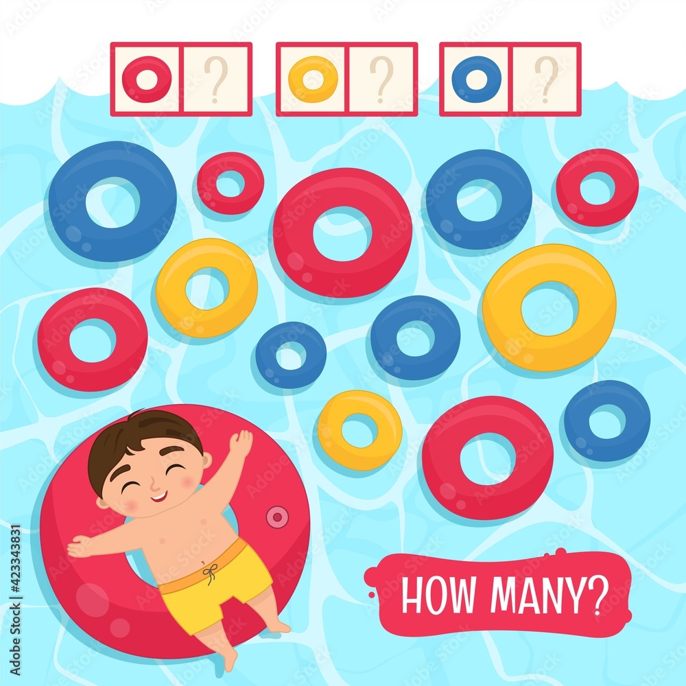 Counting educational children game, math kids activity sheet. How many ...