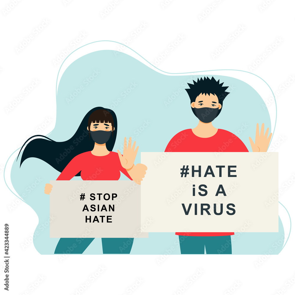 Stop Asian Hate‬‬. Hashtag to support asian community during the covid ...