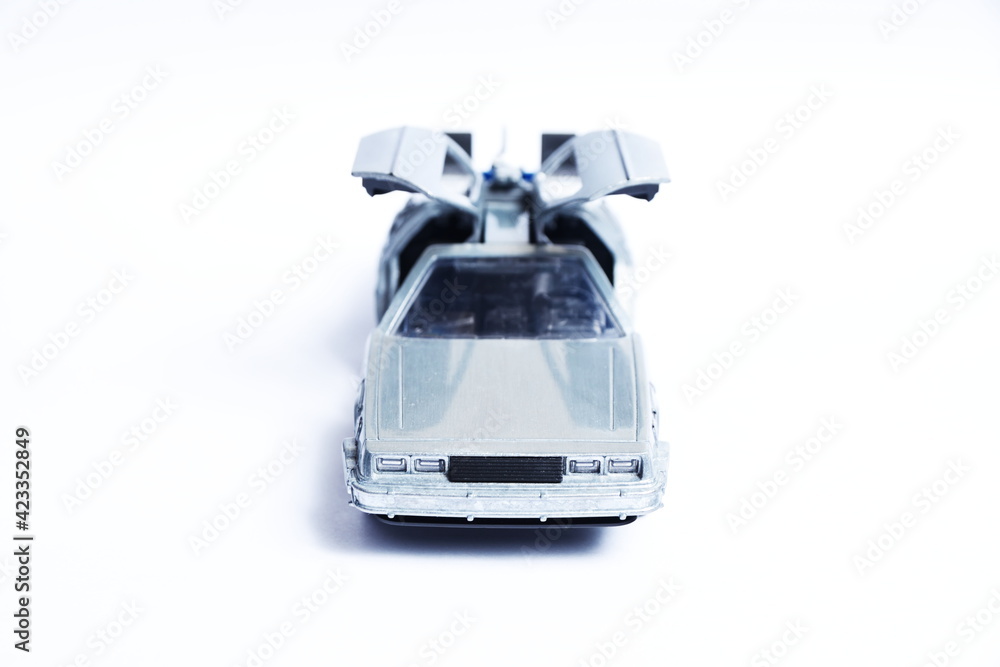 Special car from Back to The Future movie. DeLorean toy car made of ...