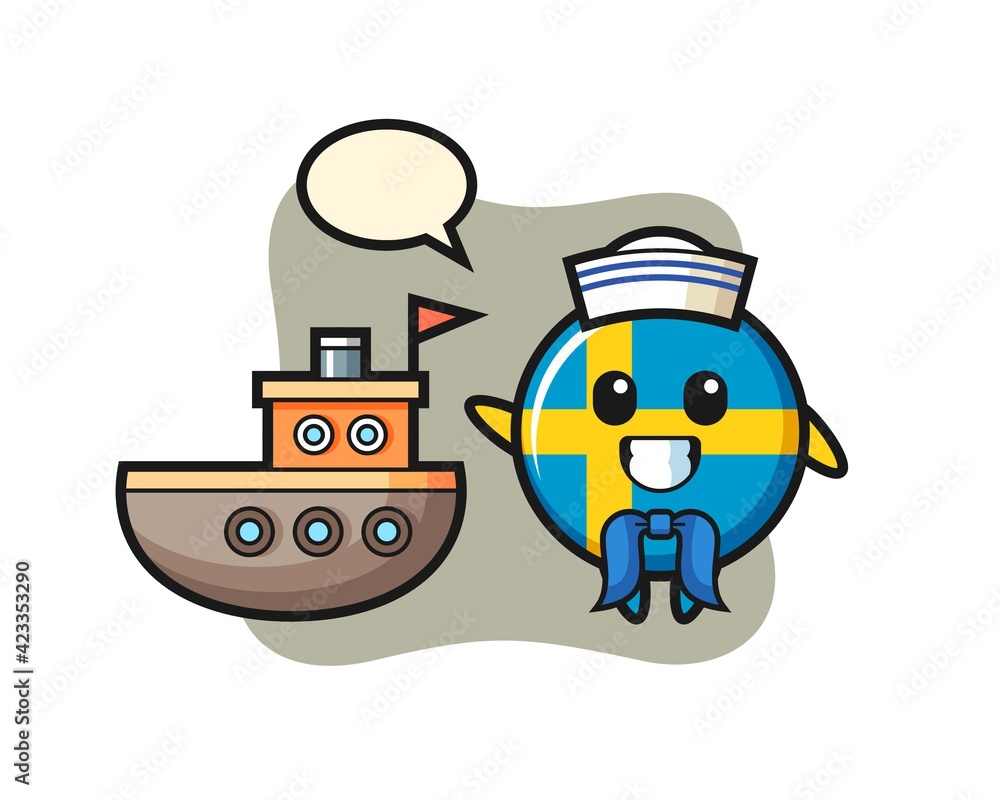 Character mascot of sweden flag badge as a sailor man Stock Vector ...