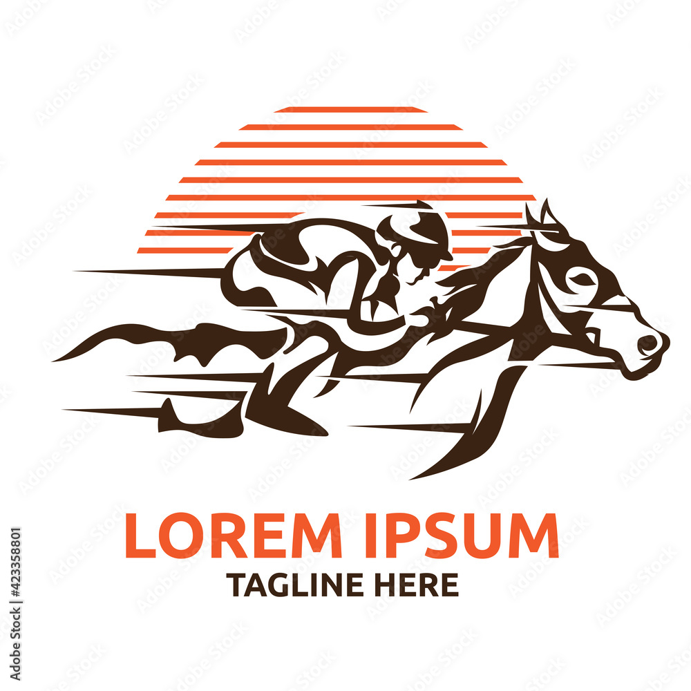 Horse racing logo with jockey, good for competition, stable, farm ...