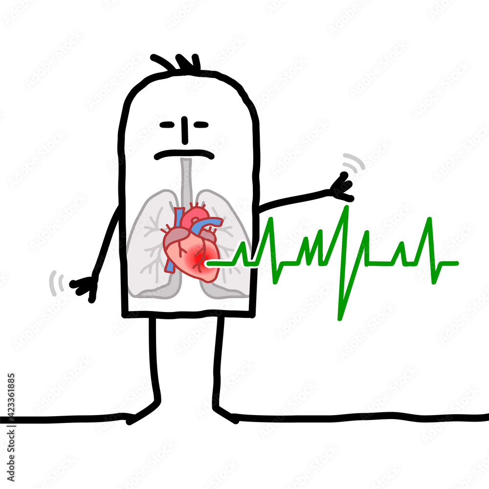 Cartoon Man suffering because of Cardiac problems Stock Vector | Adobe ...