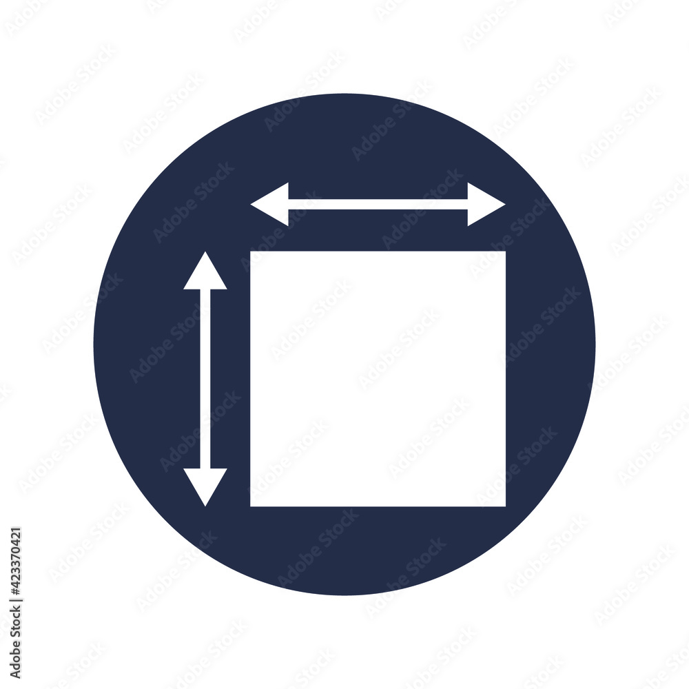 Square diameter vector icon symbol education isolated on white ...