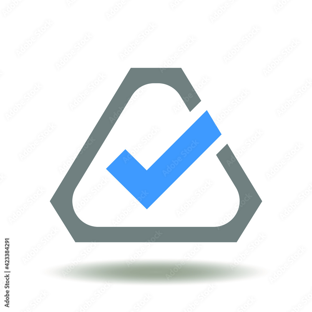 Attention sign with check mark vector icon. Rules Compliance Symbol ...