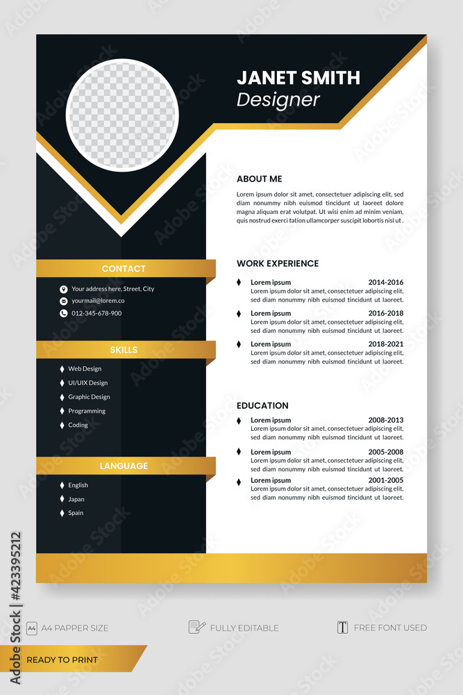 Modern cv template, curriculum vitae background, flyer, business ...