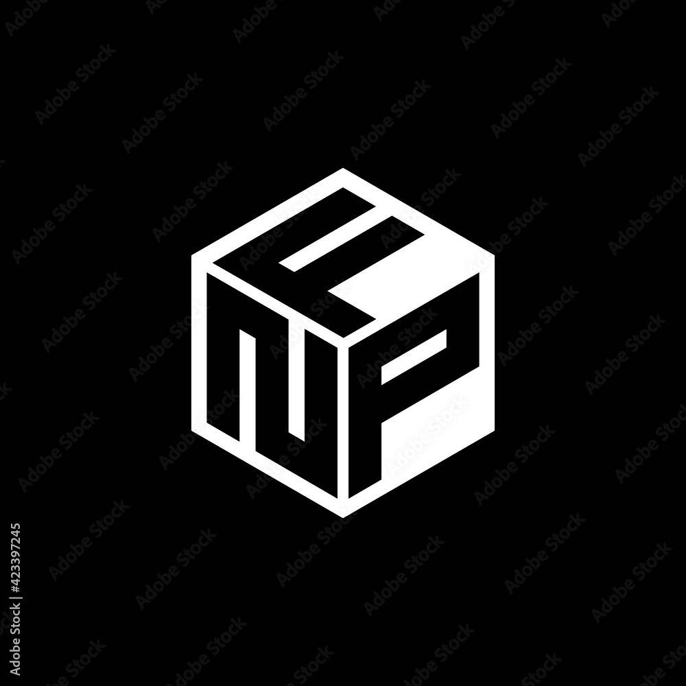 NPF letter logo design with black background in illustrator, cube logo ...