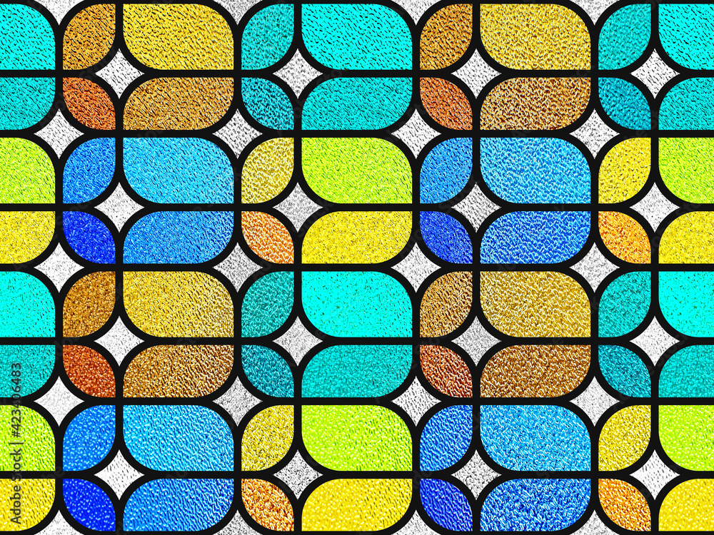 Seamless pattern for stained glass. Sketch of a colored stained glass ...