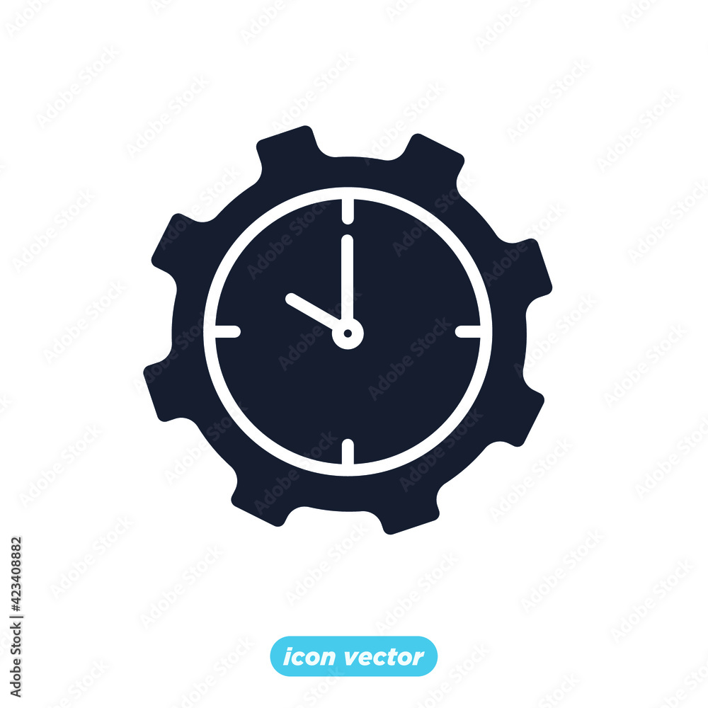 time management icon. time management, colck and gear setting symbol ...