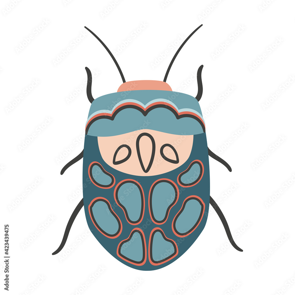 Doodle Picasso bug. Hand drawn stylized Sphaerocoris annulus. Vector ...