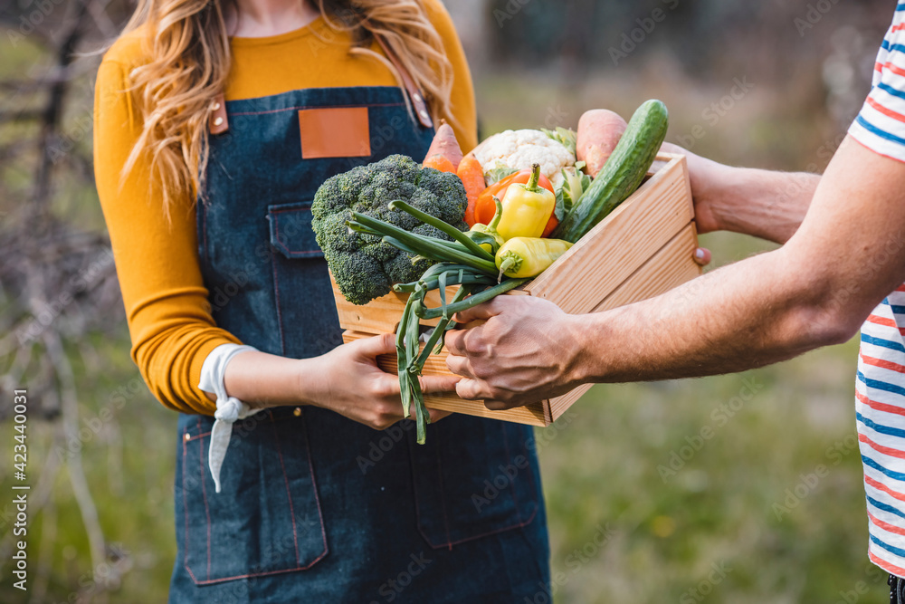 Owner Fresh Grocery Organic Shop Food. Fresh vegetables being sold at ...