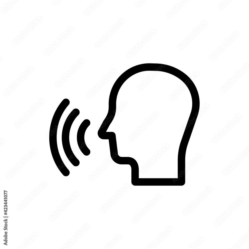 Speaking icon vector. Talk person sign or symbol , man with open mouth ...