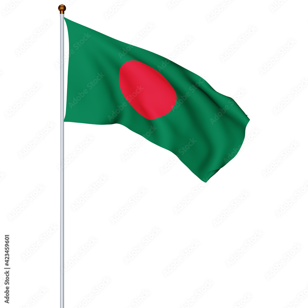 Waving bangladesh flag or flag of bangladesh on white background ...