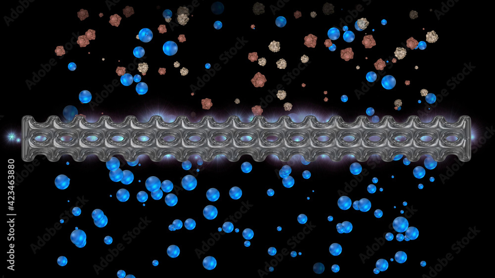 Fototapeta kuchenna Particles captured and separated in filter. Dirt ...