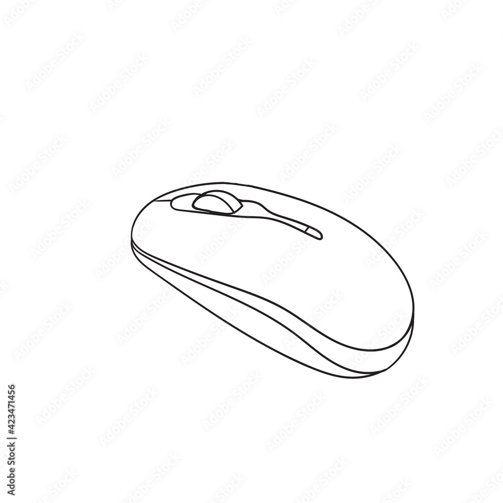 hand drawing doodle computer mouse illustration contour line minimalism ...