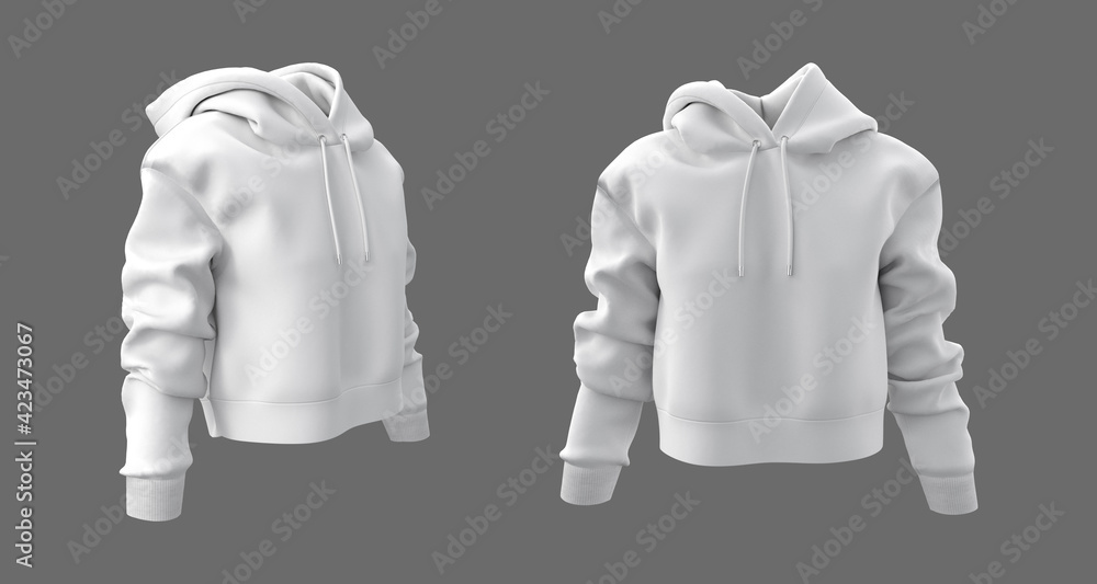Blank hooded sweatshirt mockup for print, 3d rendering, 3d illustration ...