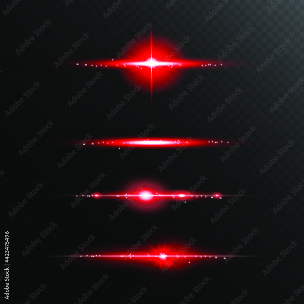 Set of red Light effects, spotlights, flash, stars and particles for ...