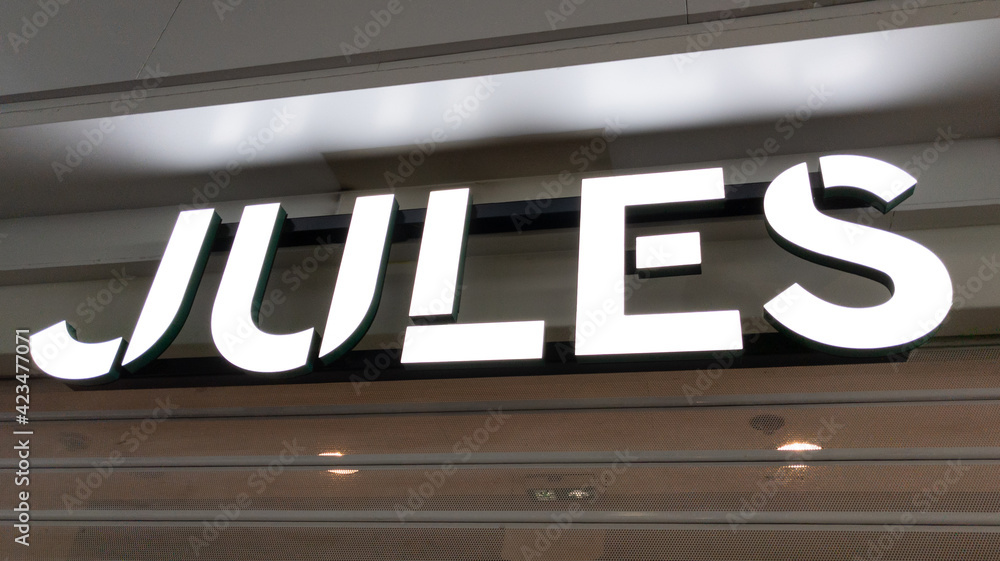 jules logo sign and brand text of store front building shop of French ...