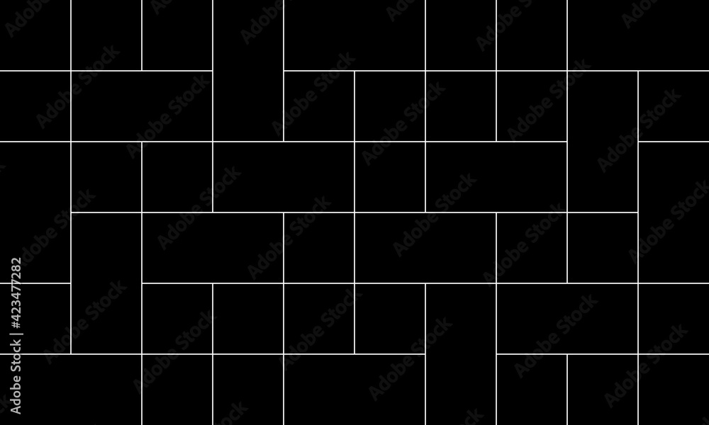 Geometric of random tile pattern. Design mondrian style white on black ...