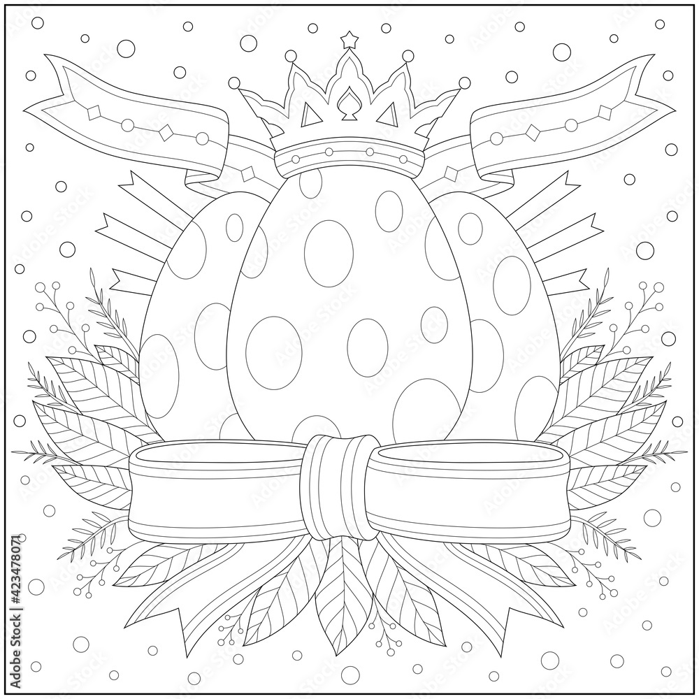 Fantasy royal egg with ribbon and leaf decoration. Learning and ...