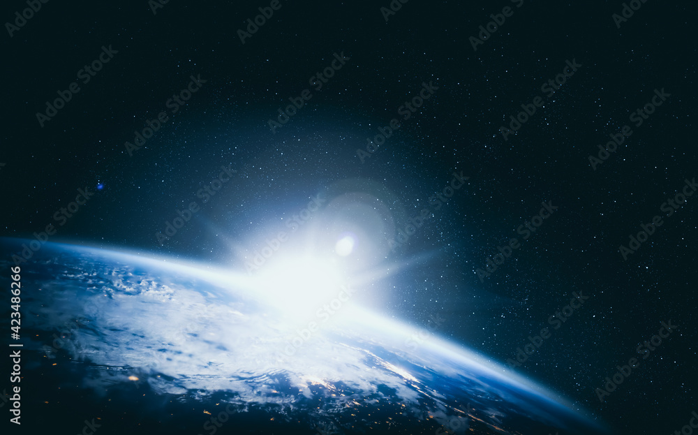 Planet earth globe view from space showing realistic earth surface and ...