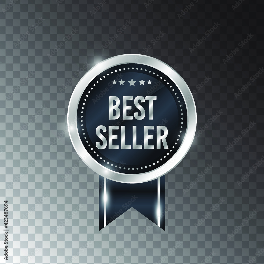 Silver best seller badge on transparent background. Eps 10 vector ...