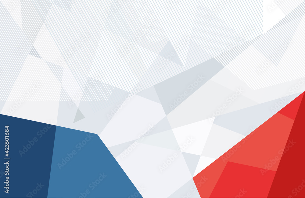 Light white geometric angular background. Blue and red geometric shapes ...