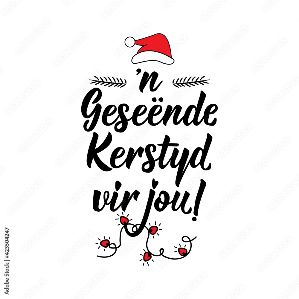 Afrikaans text: Merry Christmas to you. Lettering. Banner. calligraphy ...