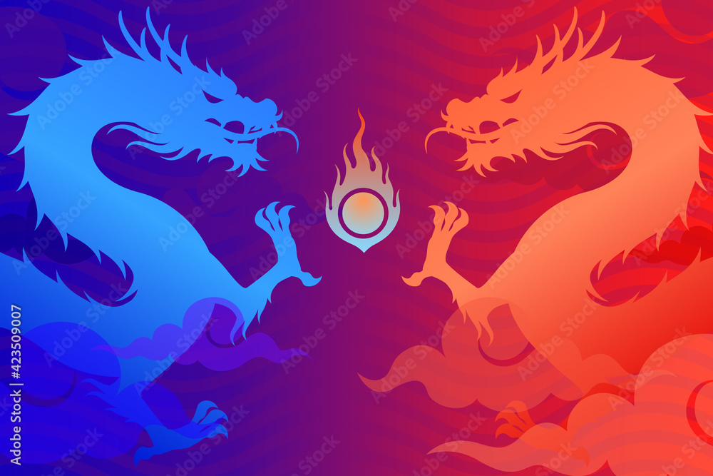 Blue Dragon VS Red Dragon Stock Vector | Adobe Stock