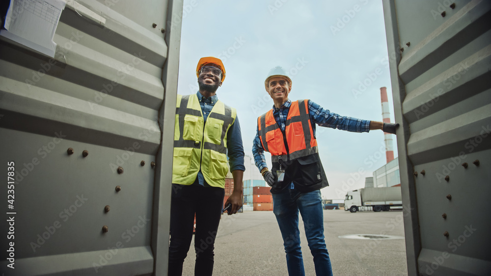 Handsome Industrial Engineer and African American Supervisor in Hard ...